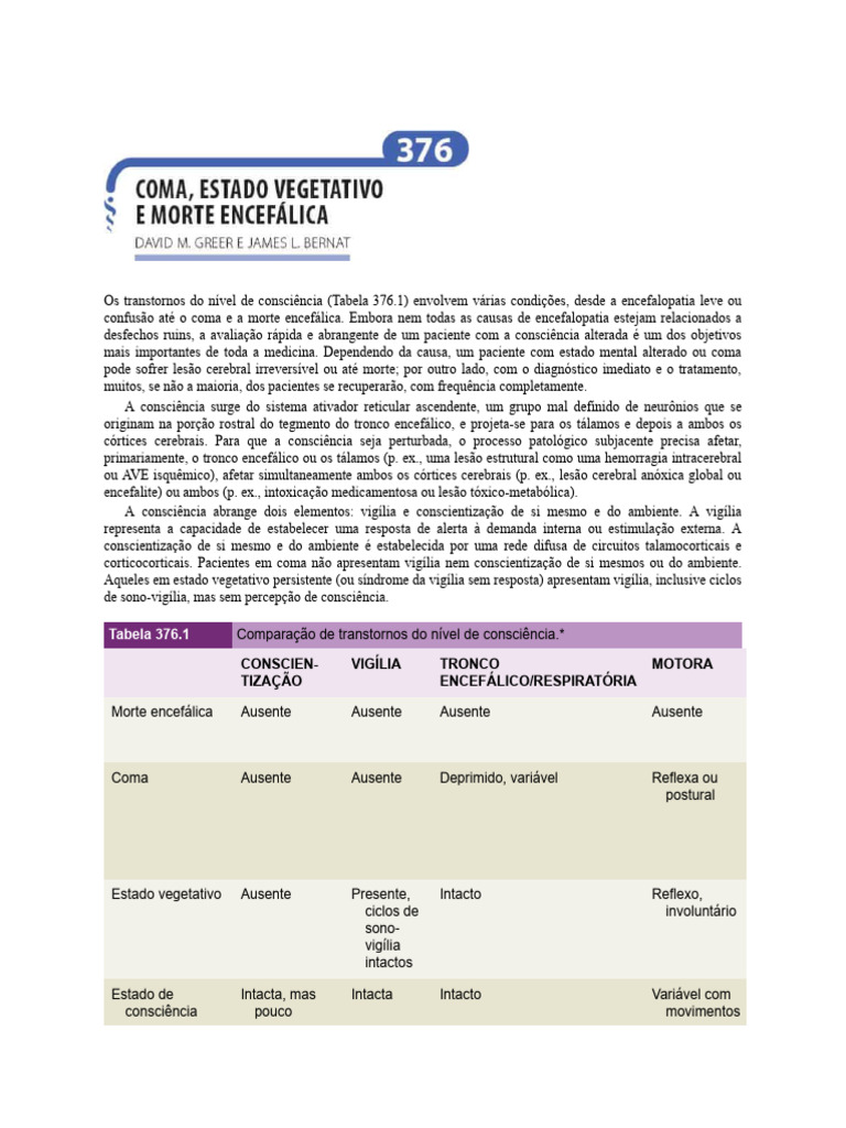 Coma, Estado Vegetativo e Morte Encefálica | PDF | Coma | Epilepsia