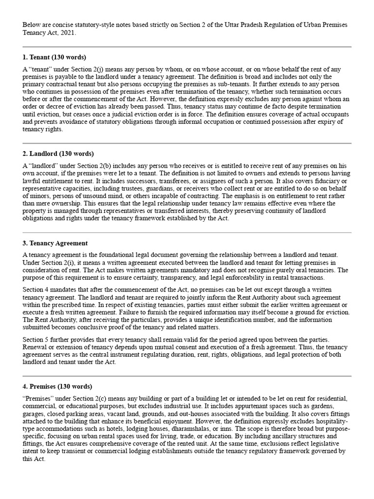 UPLL 10TH Sem Unit 2 | PDF | Leasehold Estate | Lease