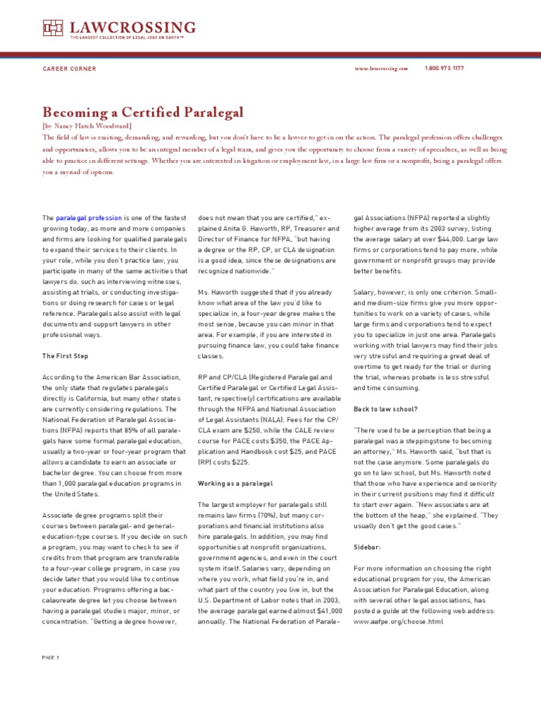 Becoming A Certified Paralegal | Download Free PDF | Paralegal ...