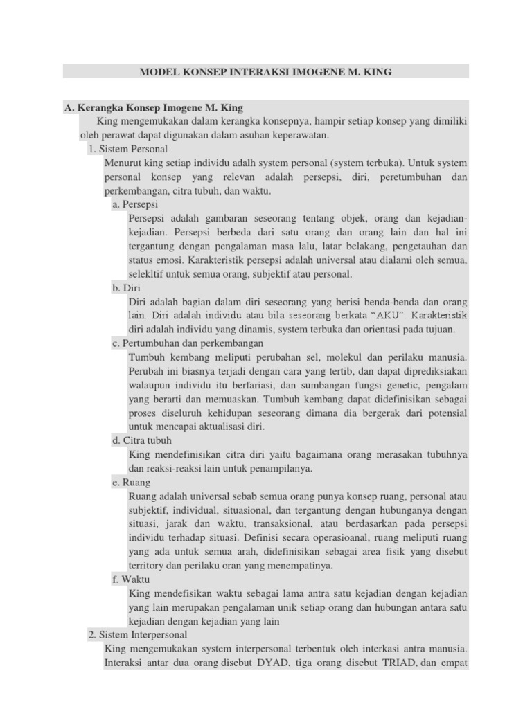 Model Konsep Interaksi Imogene King | PDF
