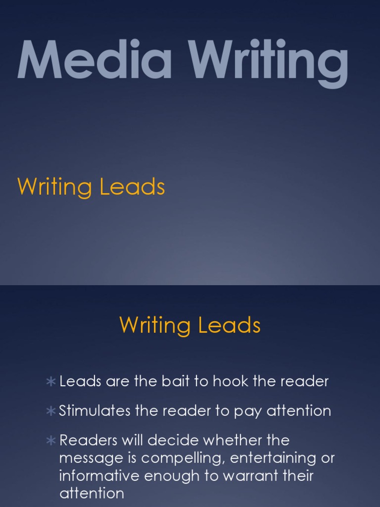 Writing Leads PowerPoint by Glenn Gilbert | PDF | Journalism | Languages