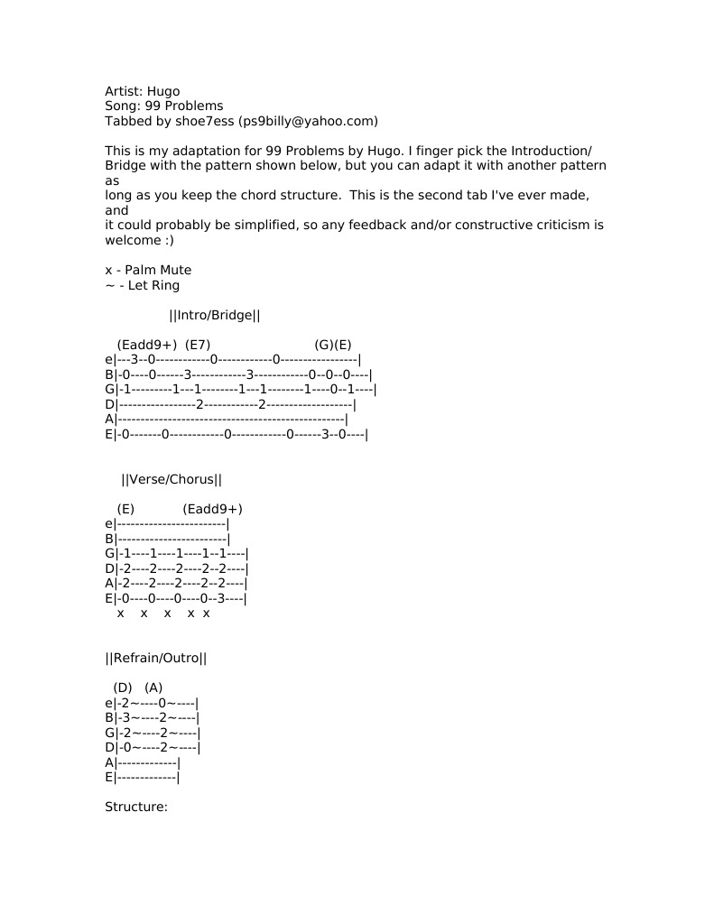 99 Problems | Download Free PDF | Song Structure | Recorded Music