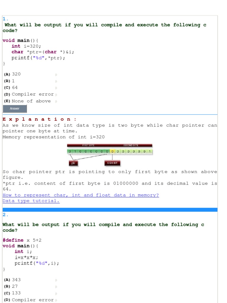 C Questions Pdf C Programming Language Variable Computer Science
