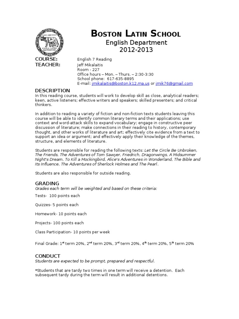 Mikalaitisgrade Seven Course Outline | PDF | Quiz | Homework