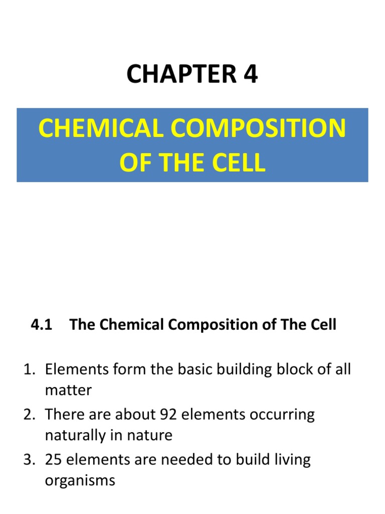 Chapter 4 Chemical Composition of The Cell | PDF | Nucleic Acids | Dna