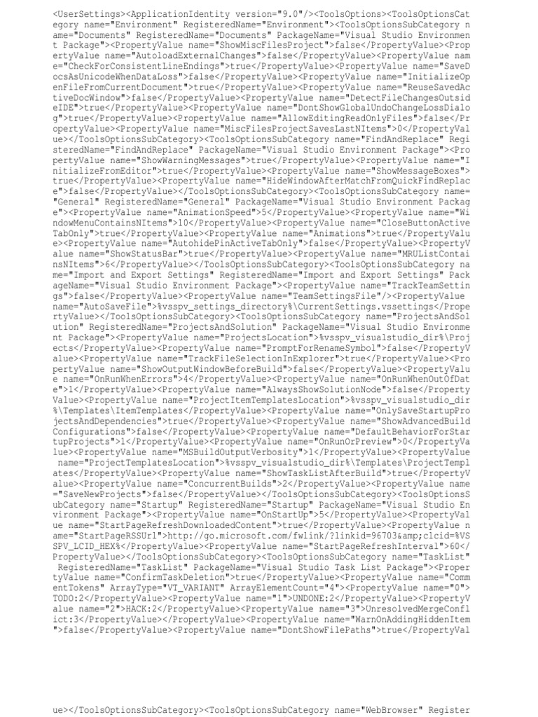 CurrentSettings Vssettings | PDF | Software Development | Computing