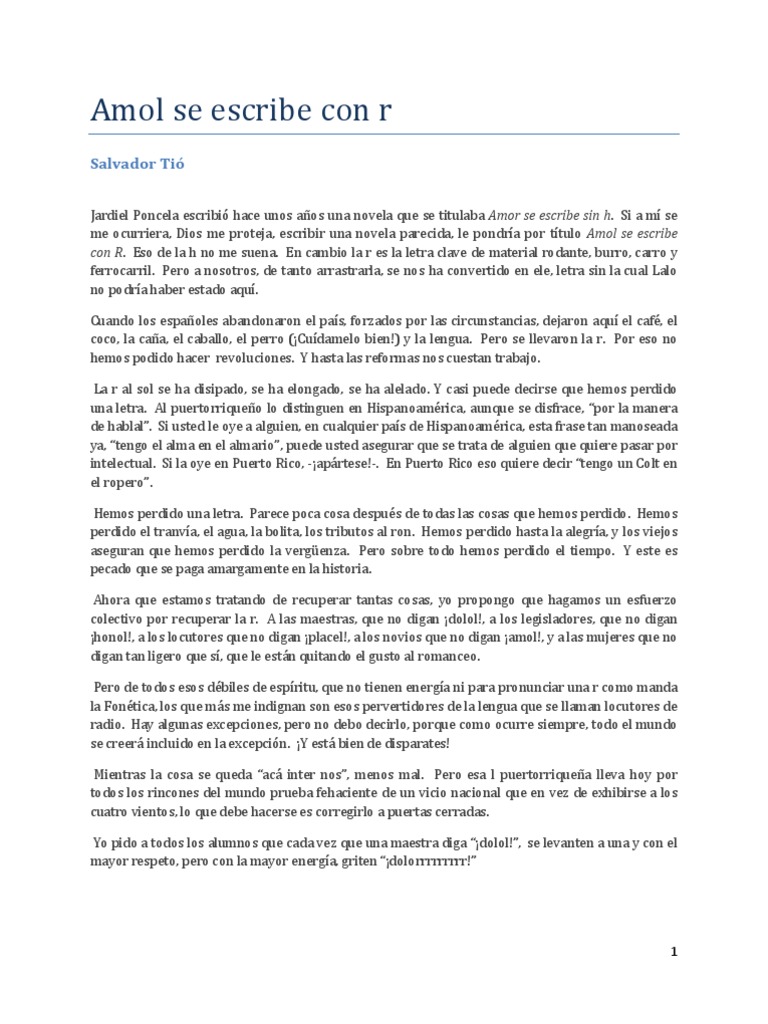 Amol Se Escribe Con R - Salvador Tió | PDF | Idiomas