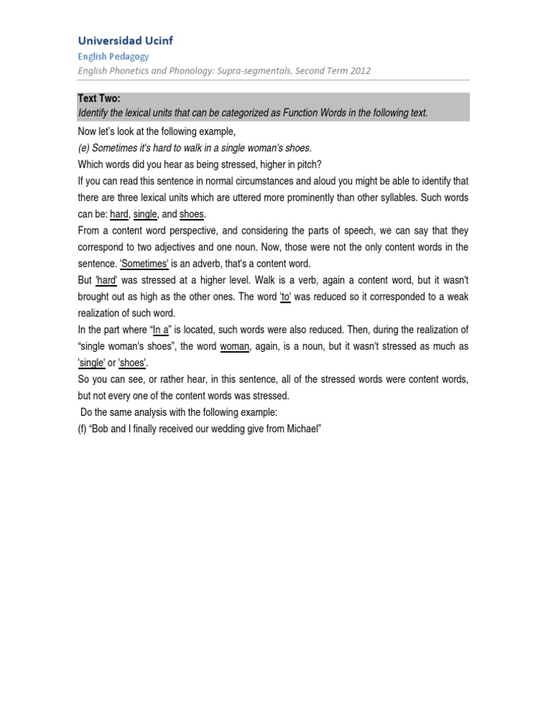 Text Two, Lexical Units | PDF | Stress (Linguistics) | Word