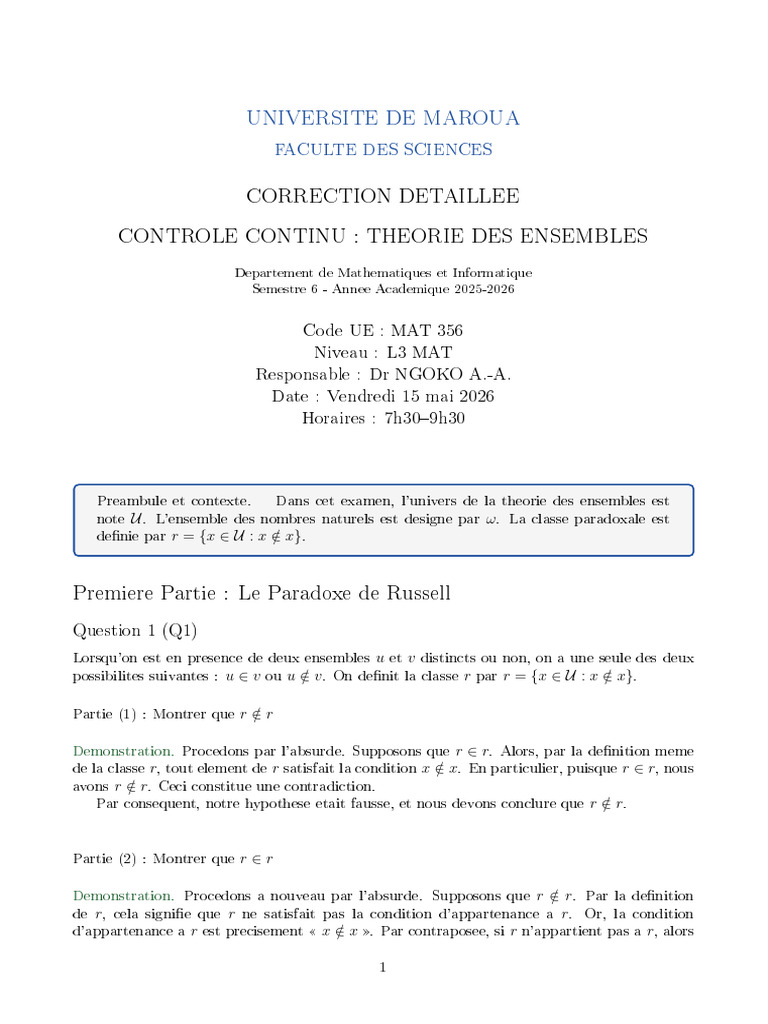Correction_Theorie_Ensembles | PDF | Ensemble vide | Entier naturel