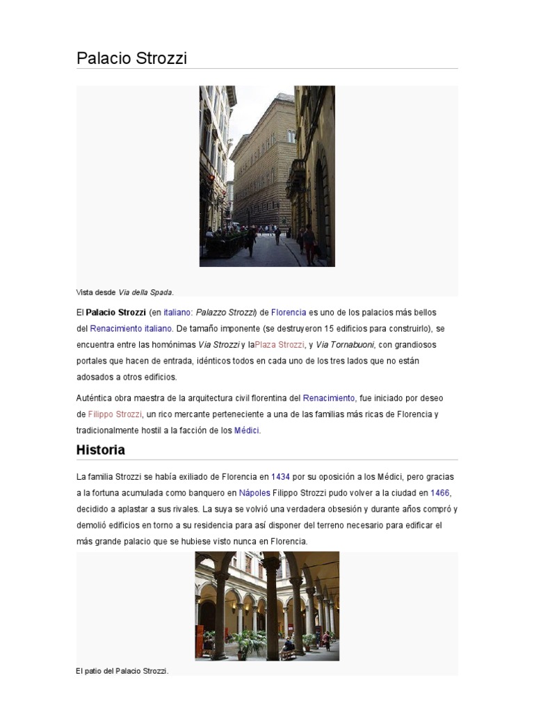 Palacio Strozzi: Historia y Arquitectura | PDF | Personas
