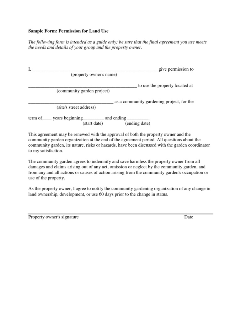 Community Garden Land Use Agreement | PDF