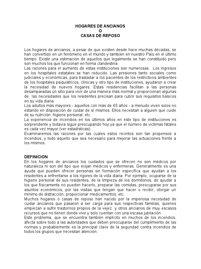 Proyecto Asilos Ancianos | PDF | Vejez | Combustión