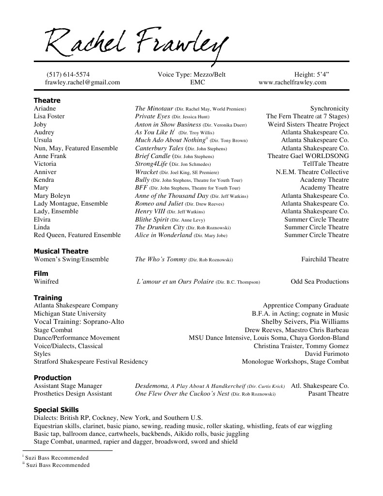 Rachel Frawley Resume Directors 2 | PDF | Leisure | People