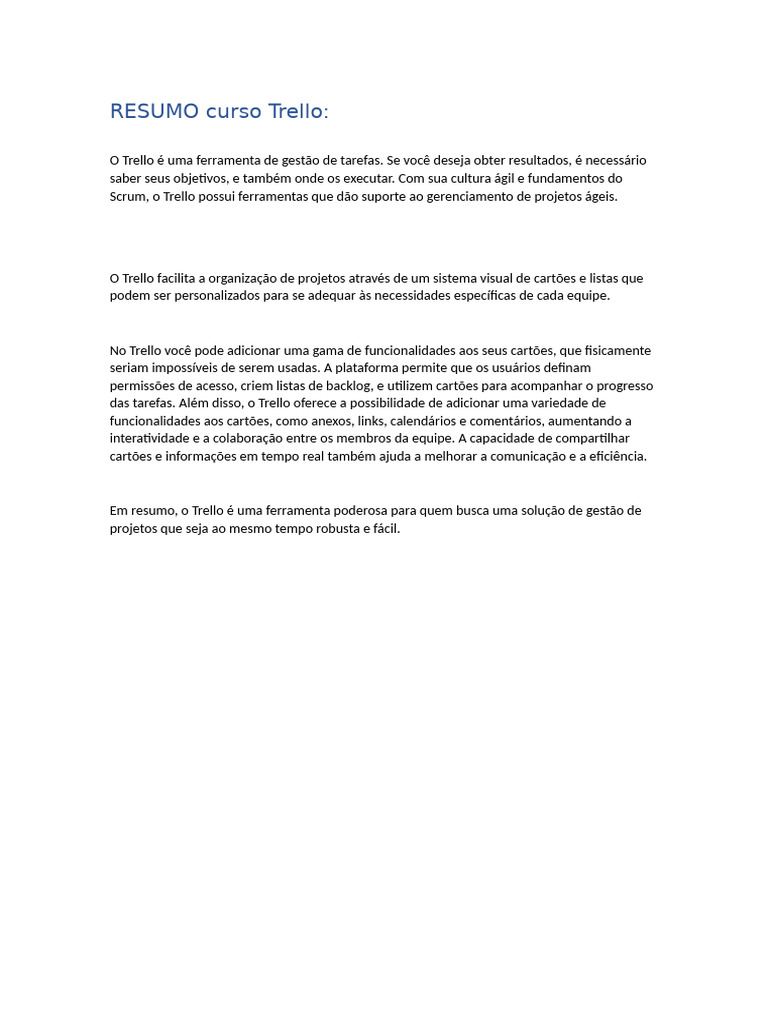 RESUMO curso Trello | PDF