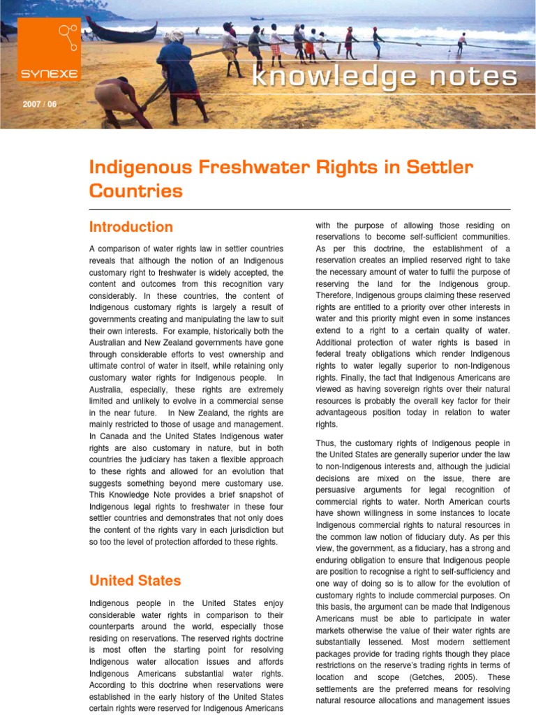 Indigenous Water Rights in Settler Nations | PDF | Indigenous Peoples ...
