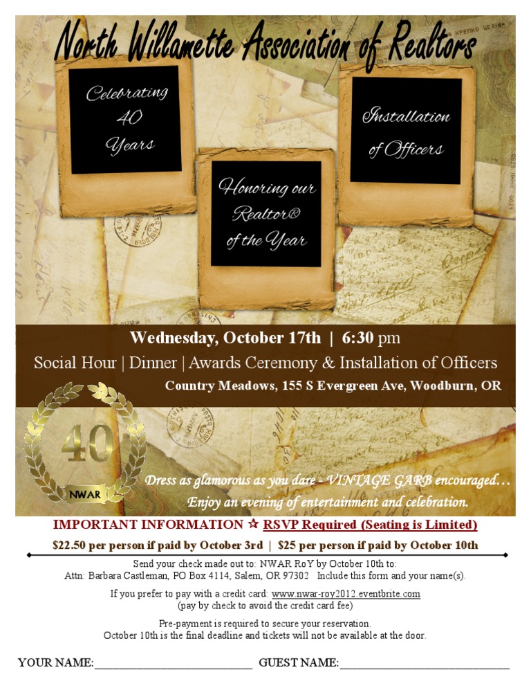 NWAR Awards Ceremony RSVP Details | PDF