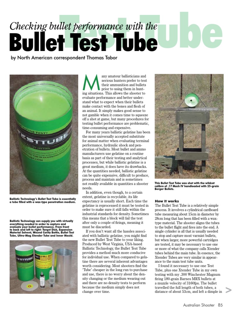 Bullettest Tube Article | PDF | Cartridge (Firearms) | Bullet