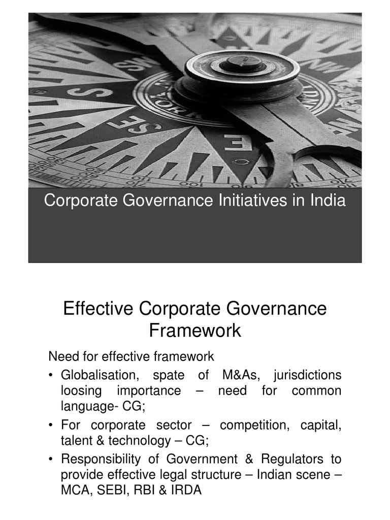 Corporate Governance Initiatives in India | PDF | Corporate Governance ...