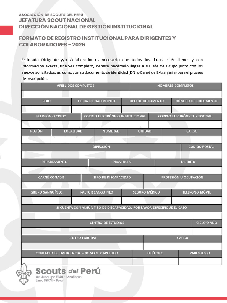 Anexo 2 Formato de Registro Institucional Para Dirigentes y ...