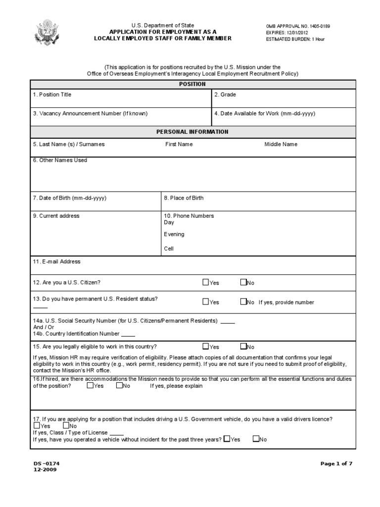 Ds 174 Application Form | Download Free PDF | Professional ...
