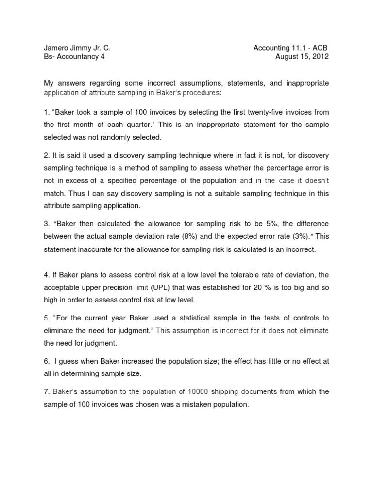 JameroJimmyJr, ACB Sampling | PDF | Risk | Sampling (Statistics)