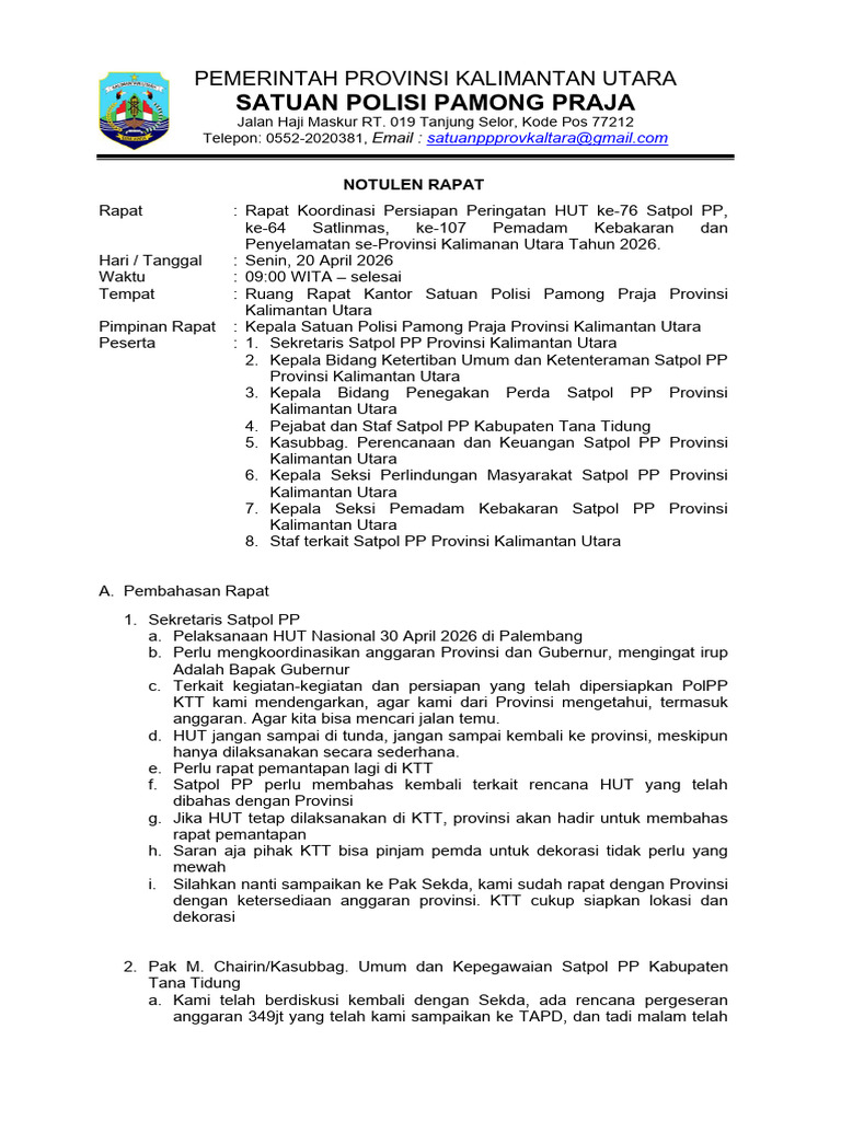 Notulen Rapat 20 April 2026 (1) | PDF