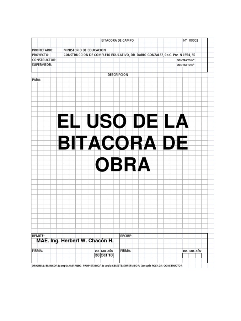 El Uso de Bitacora de Obra