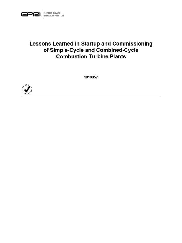 Lessons Learned in Startup and Commissioning of Simple Cycle and ...