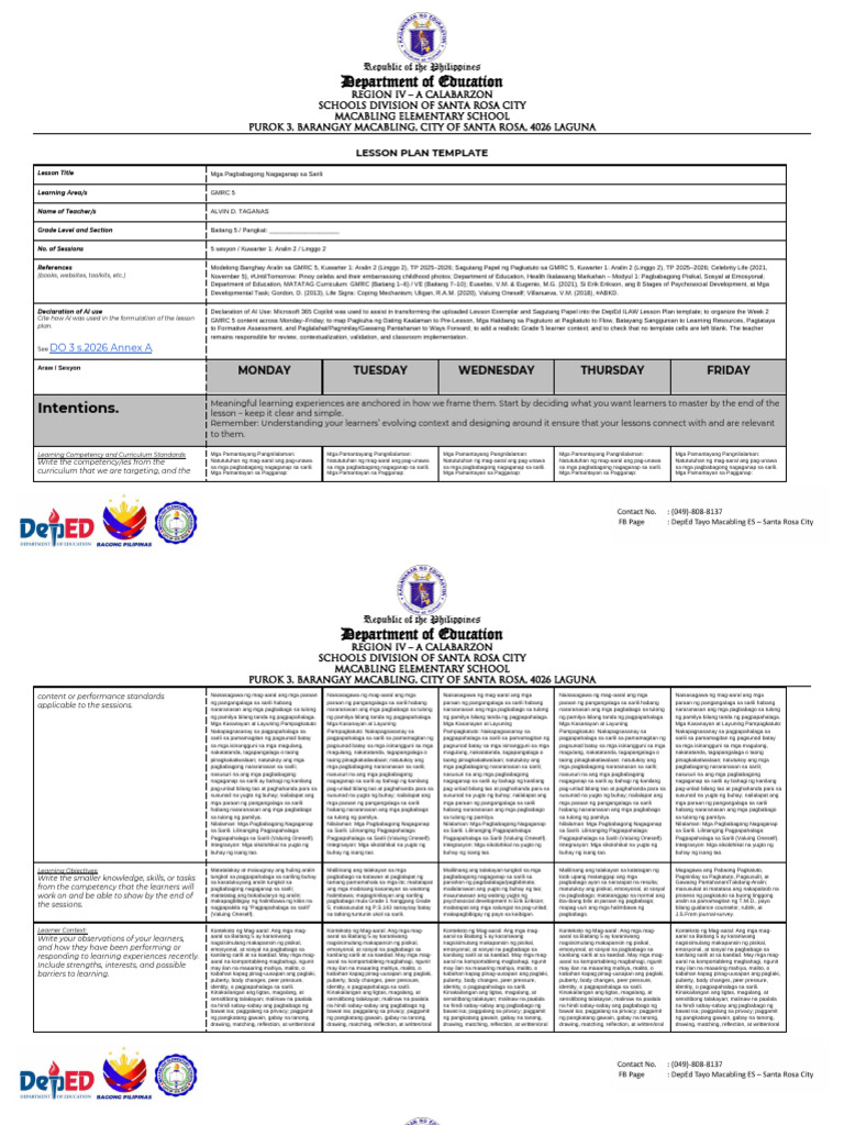 DepEd ILAW GMRC 5 Term 1 Week 3-4 | PDF