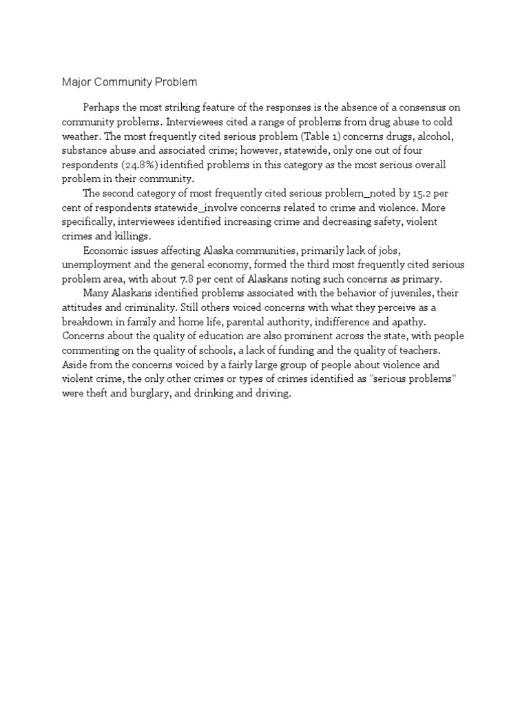 Major Community Problem | Download Free PDF | Substance Abuse | Violence