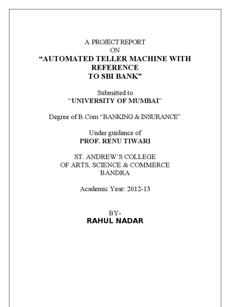 Project On Atm | PDF | Automated Teller Machine | Debit Card