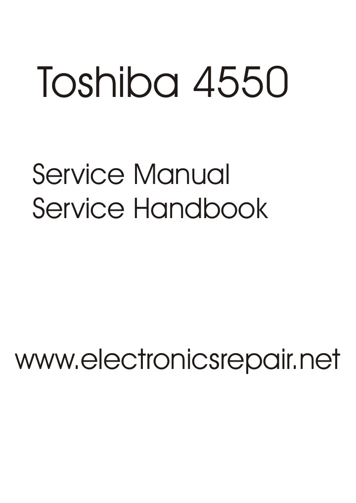 Toshiba 4550: Service Manual Service Handbook | PDF | Optics | Power Supply