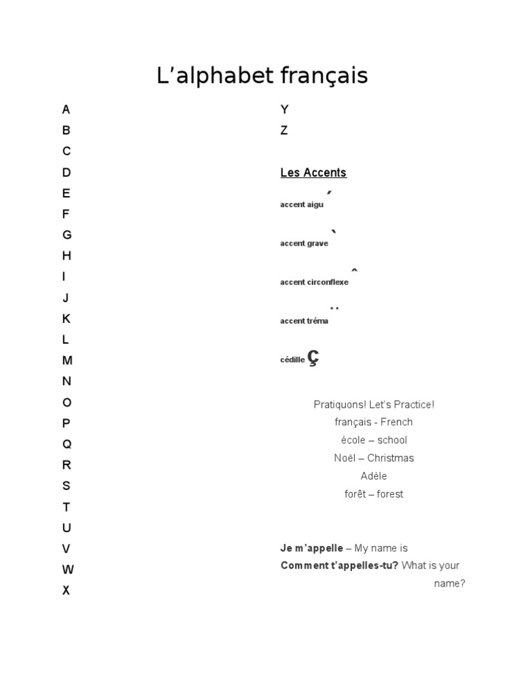 French Alphabet Worksheet | PDF