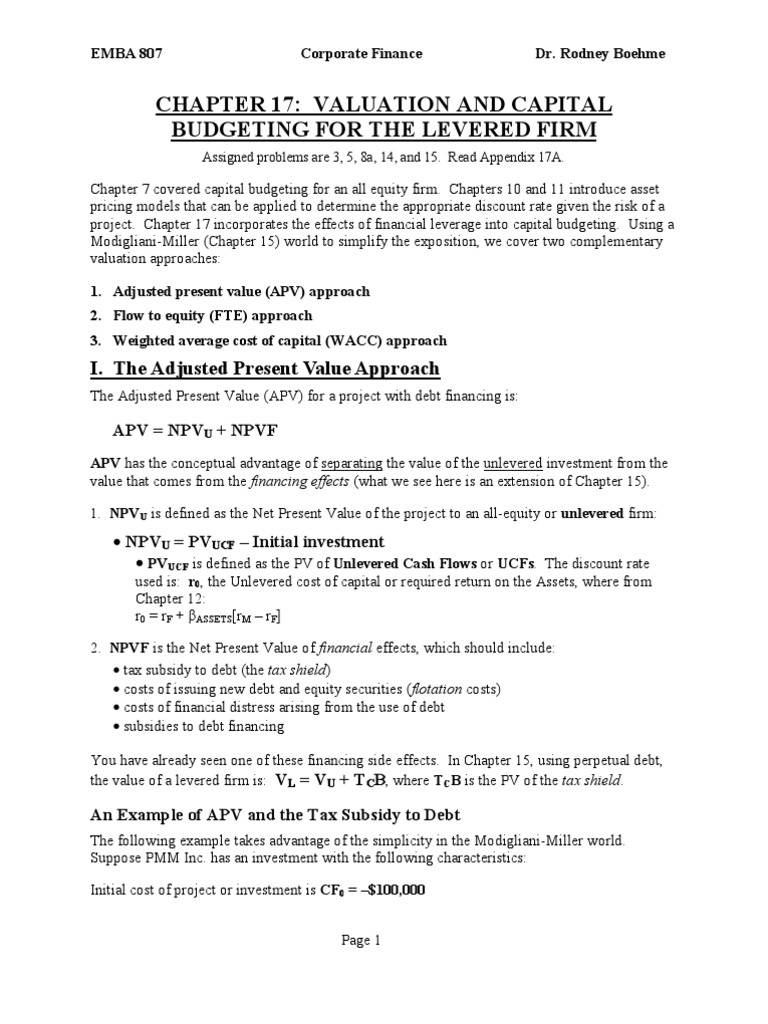 Valuation and Capital Budgeting Formulas | PDF | Cost Of Capital | Net ...