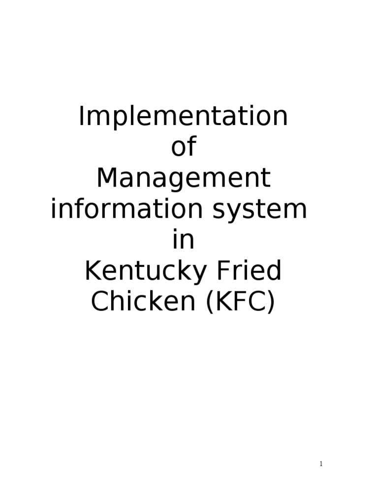 Implementation of Management Information System in Kentucky Fried ...