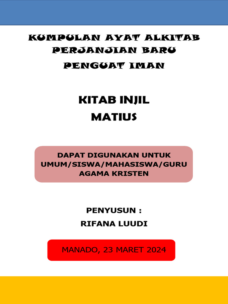 Kumpulan Ayat Alkitab Penguat Iman (Menurut Injil Matius) | PDF