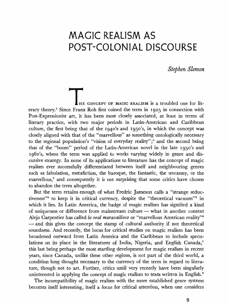 Magical Realism As Post-Colonial Discourse | PDF | Postcolonialism | Genre