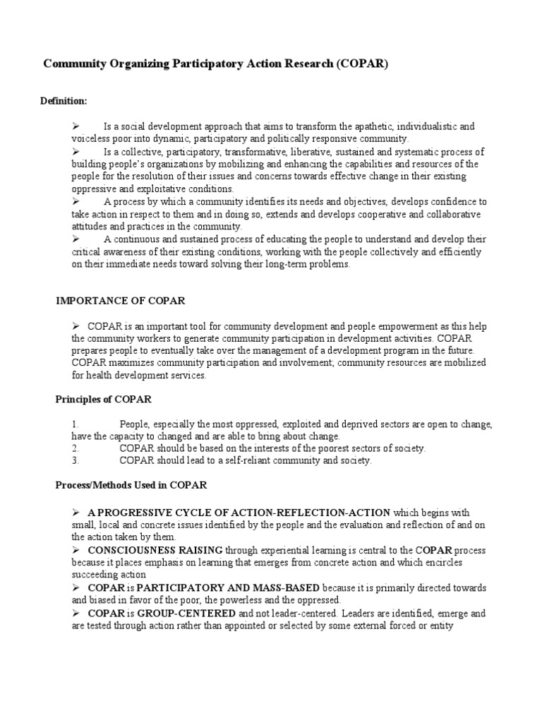 COPAR Community Development Approach | PDF | Community | Leadership