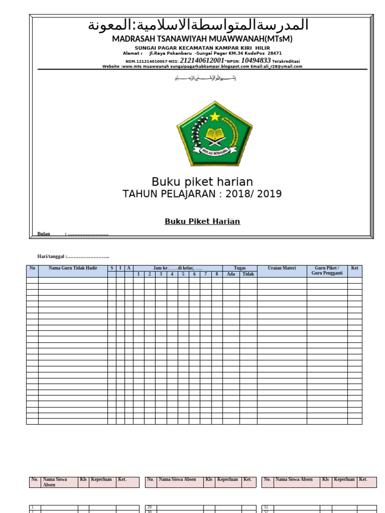 Buku Piket Harian Guru | PDF