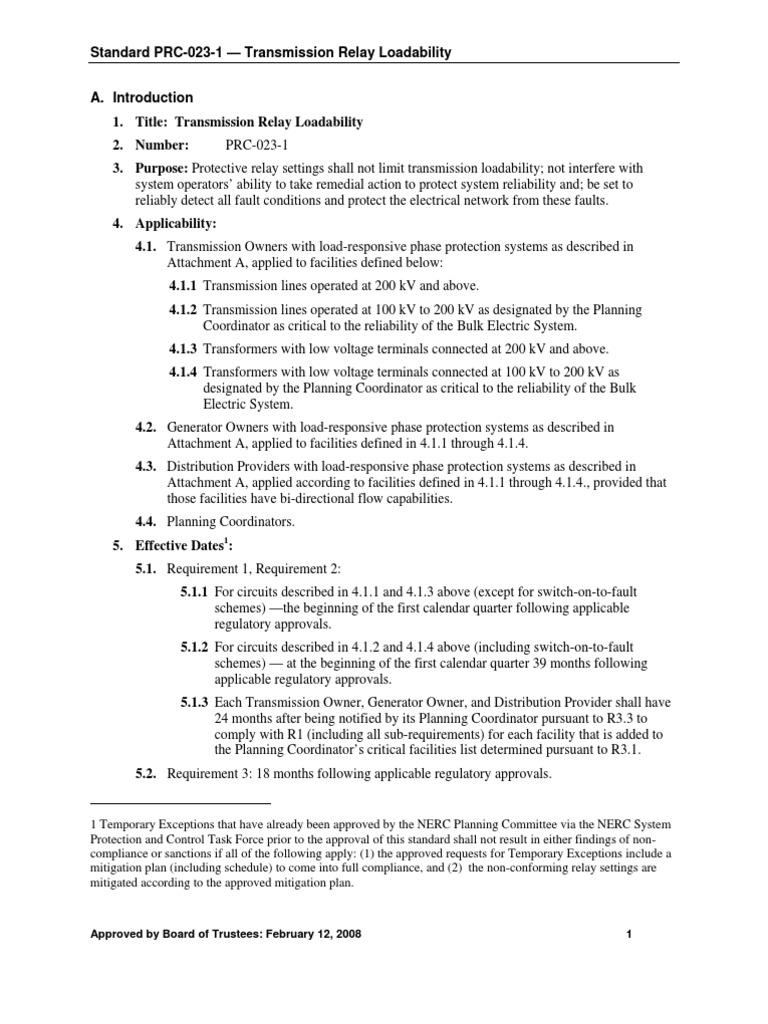 NERC Line Loadbility Standard PRC-023-1 | PDF | Electric Power Transmission | Relay