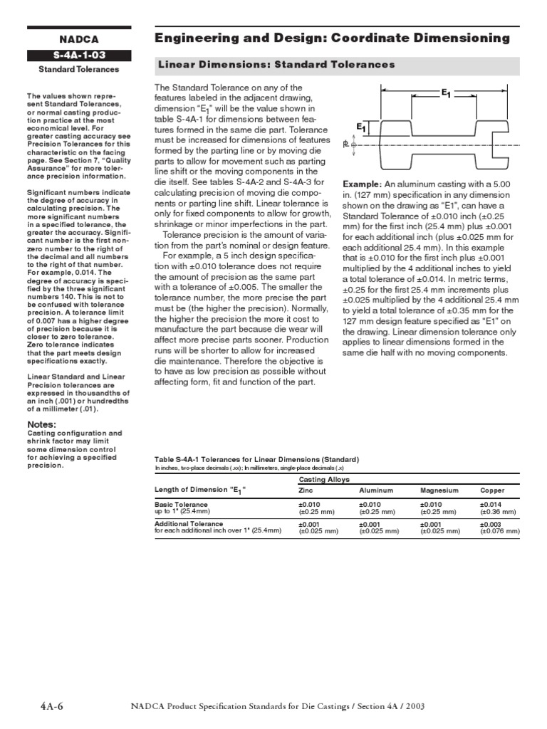 NADCA Standards | PDF | Engineering Tolerance | Accuracy And Precision