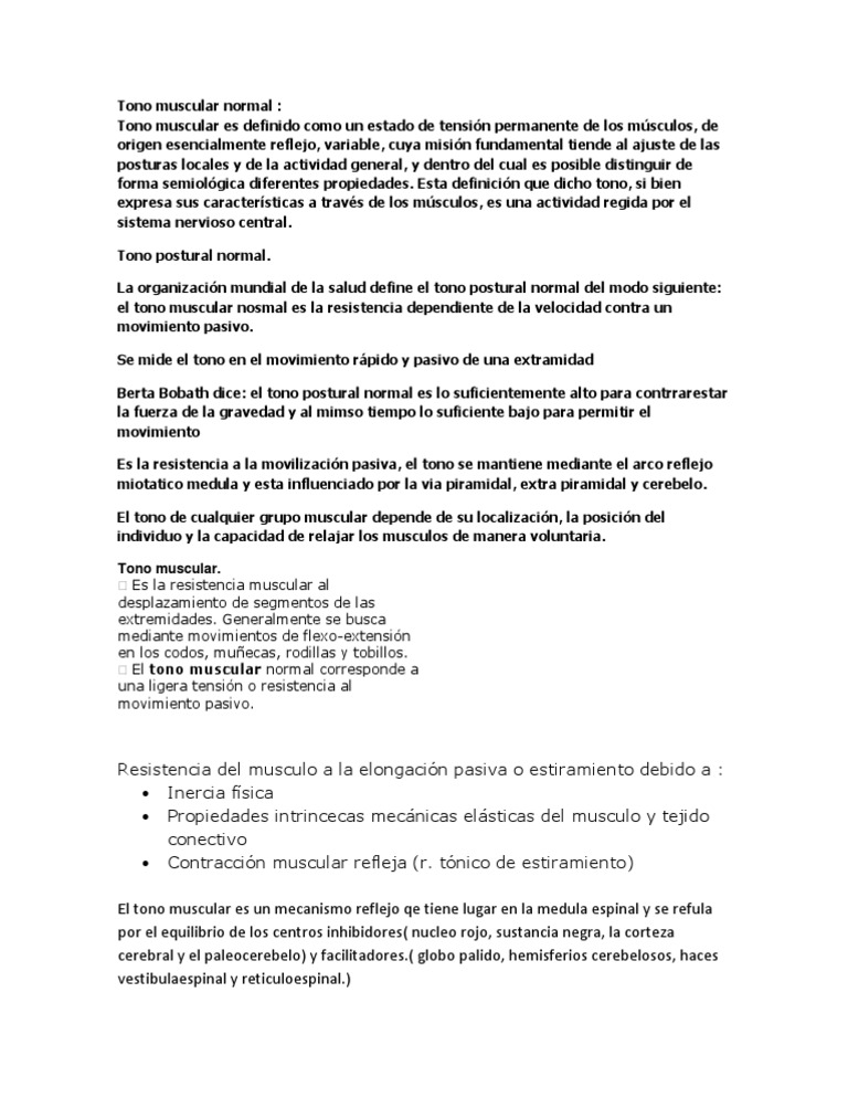 Tono Muscular Normal y su Regulación | PDF