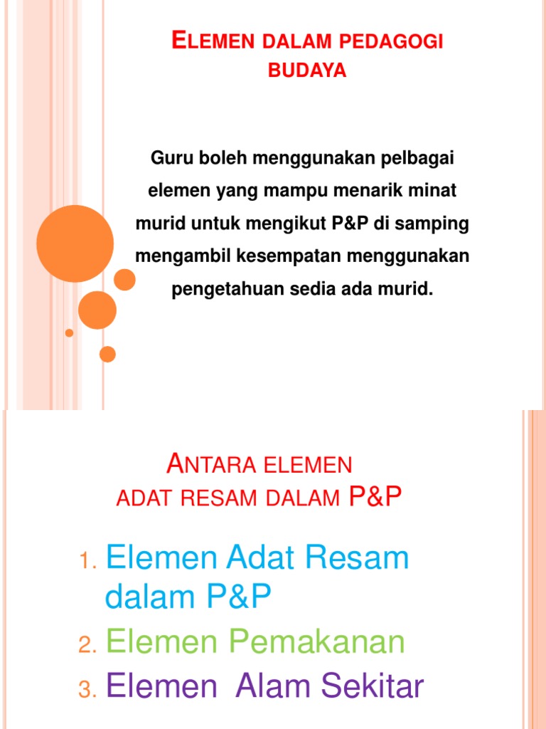 Elemen Dalam Pedagogi Budaya | PDF