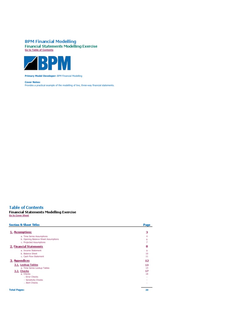 BPM Financial Modelling Fundamentals Practical Exercise Solutions | PDF ...