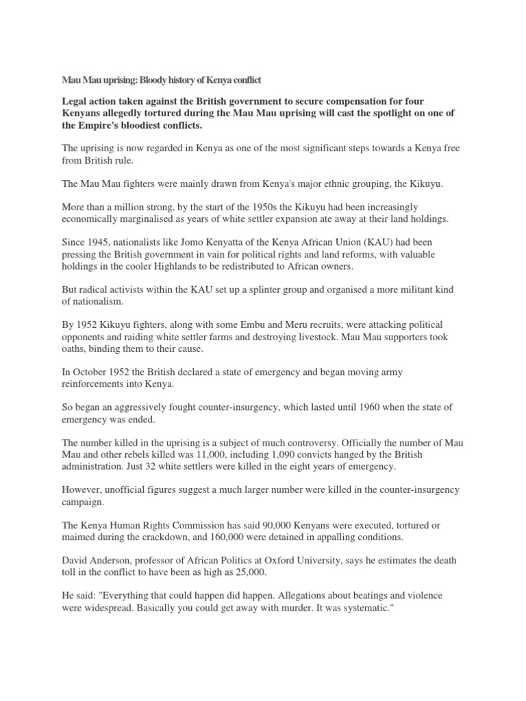 Mau Mau Uprising | Download Free PDF | Kenya | Human Rights Abuses