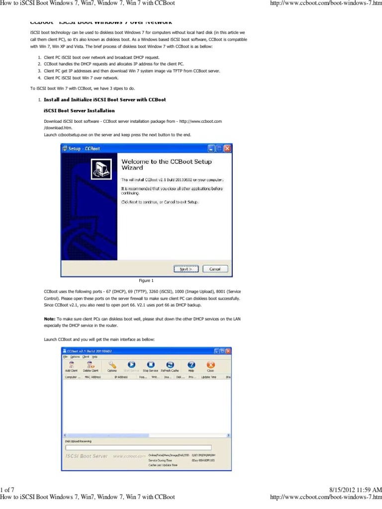 How To iSCSI Boot Windows 7, Win7, Window 7, Win 7 With CCBoot | PDF ...