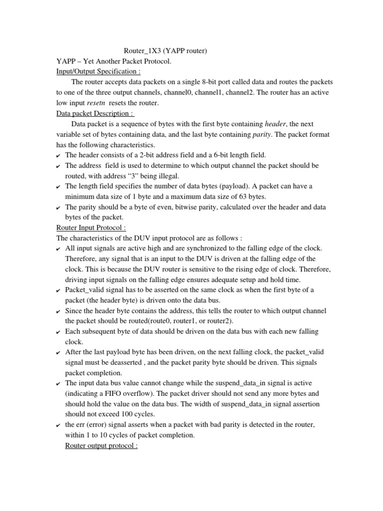 YAPP Router Specification | PDF | Network Packet | Router (Computing)