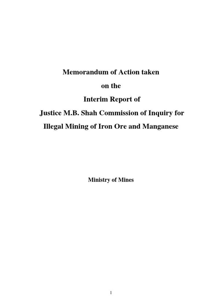 Shah Commission Report On Illegal Mining of Iron Ore & Manganese in Goa ...