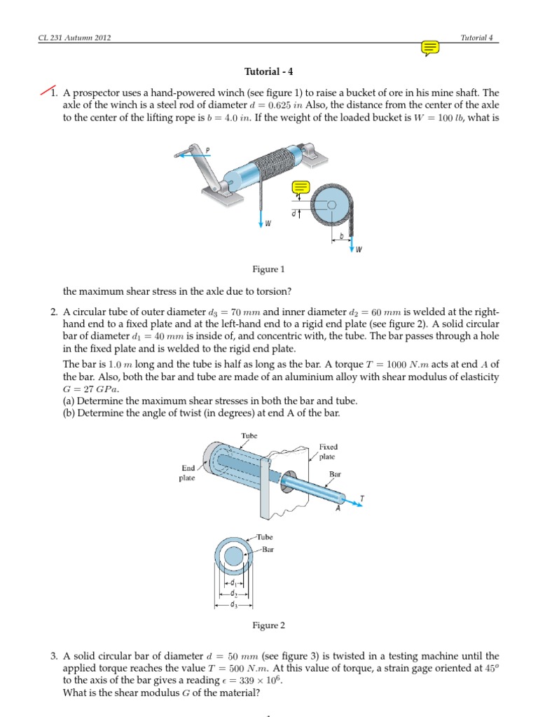 Tutorial 4 | PDF | Stress (Mechanics) | Torque