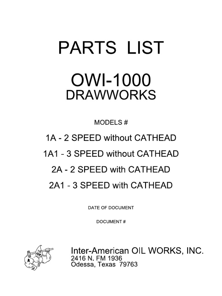 OWI 1000 Drawworks | PDF | Bearing (Mechanical) | Wear